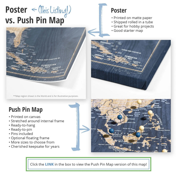 Custom Map Poster | Deep-Sea Drift World Map Wall Art | Conquest Maps ...