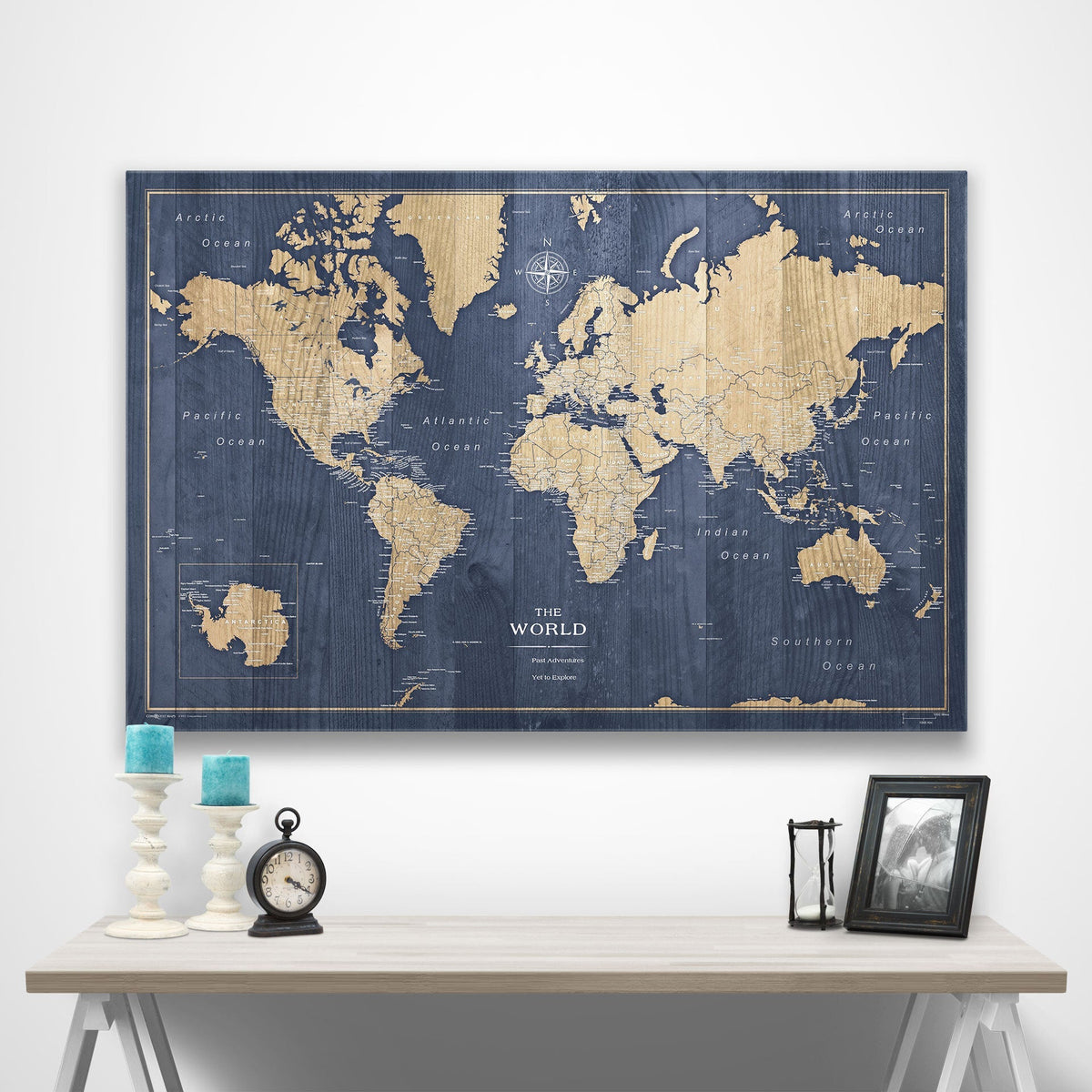 Custom Map Poster | Deep-Sea Drift World Map Wall Art | Conquest Maps