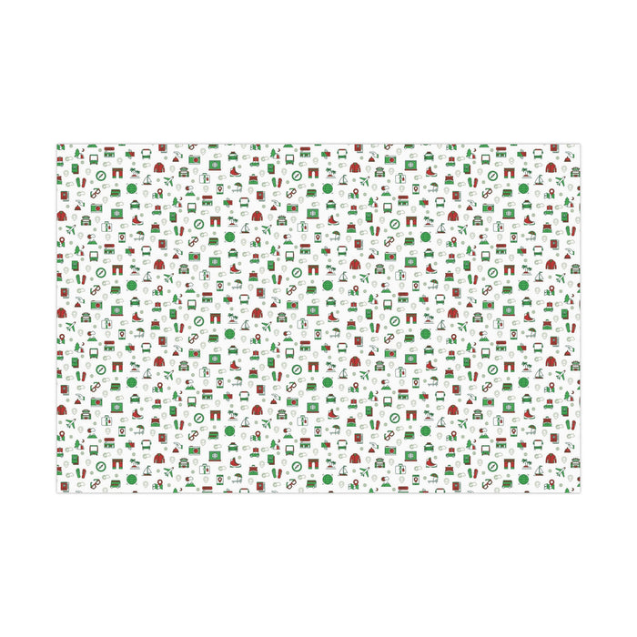 Travel Gift Wrapping Paper - White Festive Design — Conquest Maps LLC