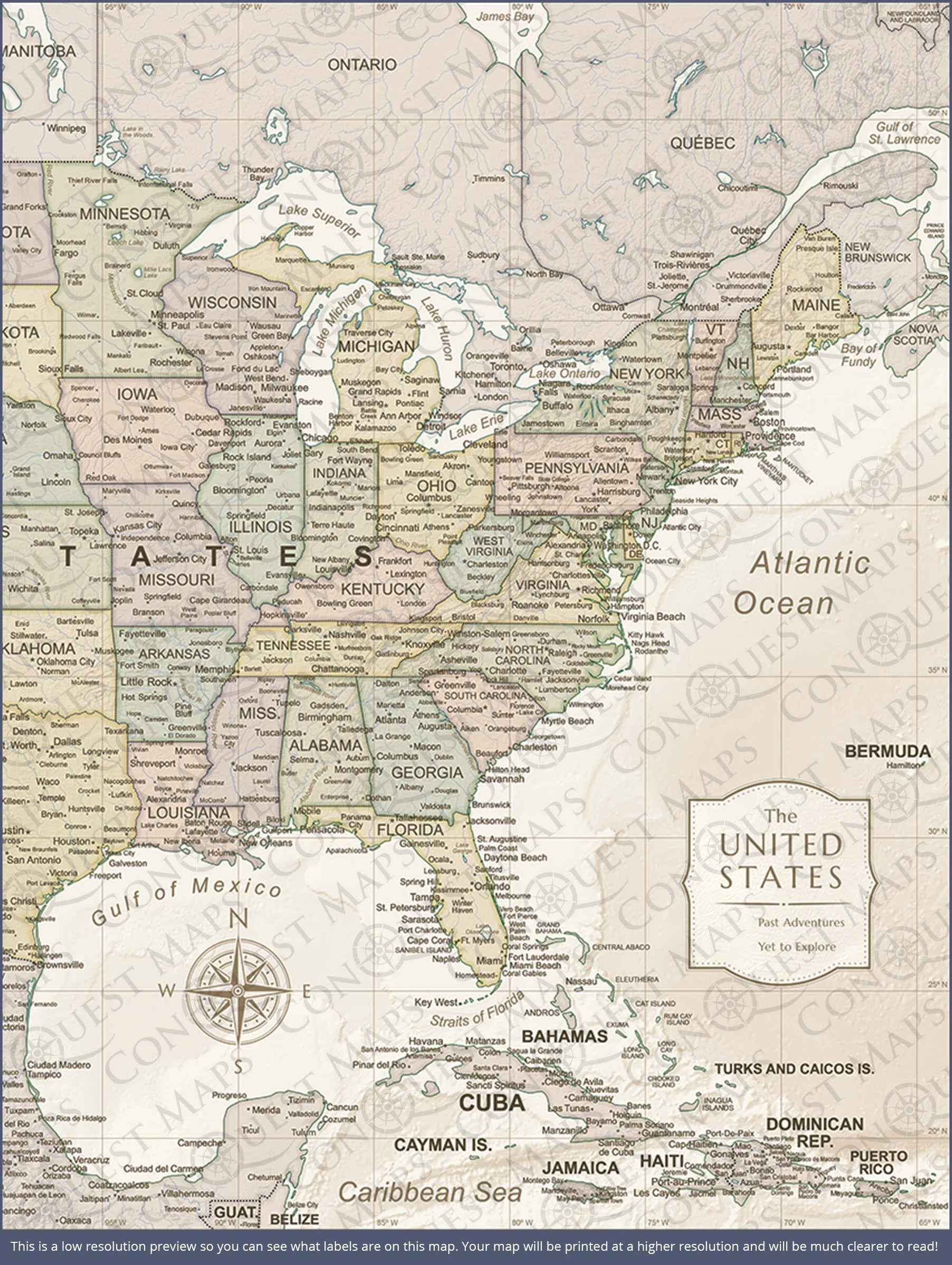 Push Pin Map of USA | Ships Everywhere | Conquest Maps — Conquest Maps LLC