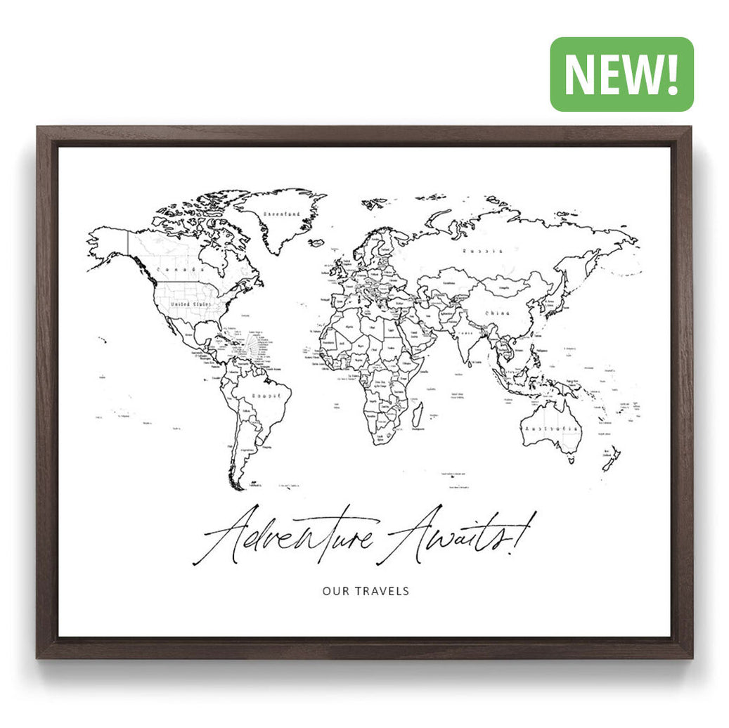 Pretty World Map | Quality Framing Options | Conquest Maps