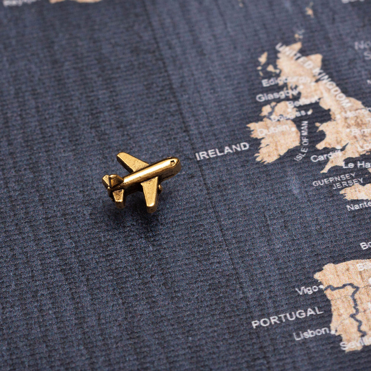 Gold Plane Map Push Pin - Conquest Maps LLC