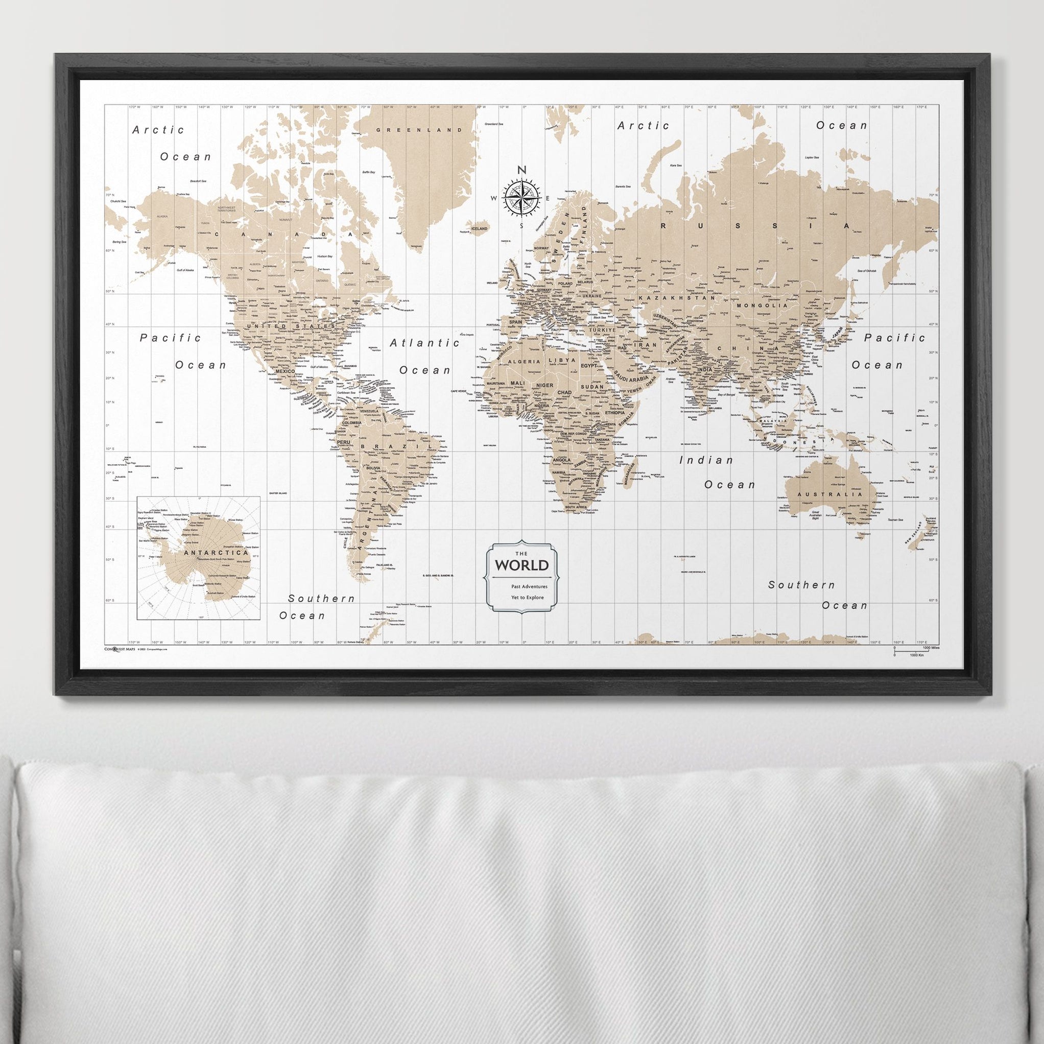 World Travel Map Pin Board with Push Pins: Light Brown Color Splash ...