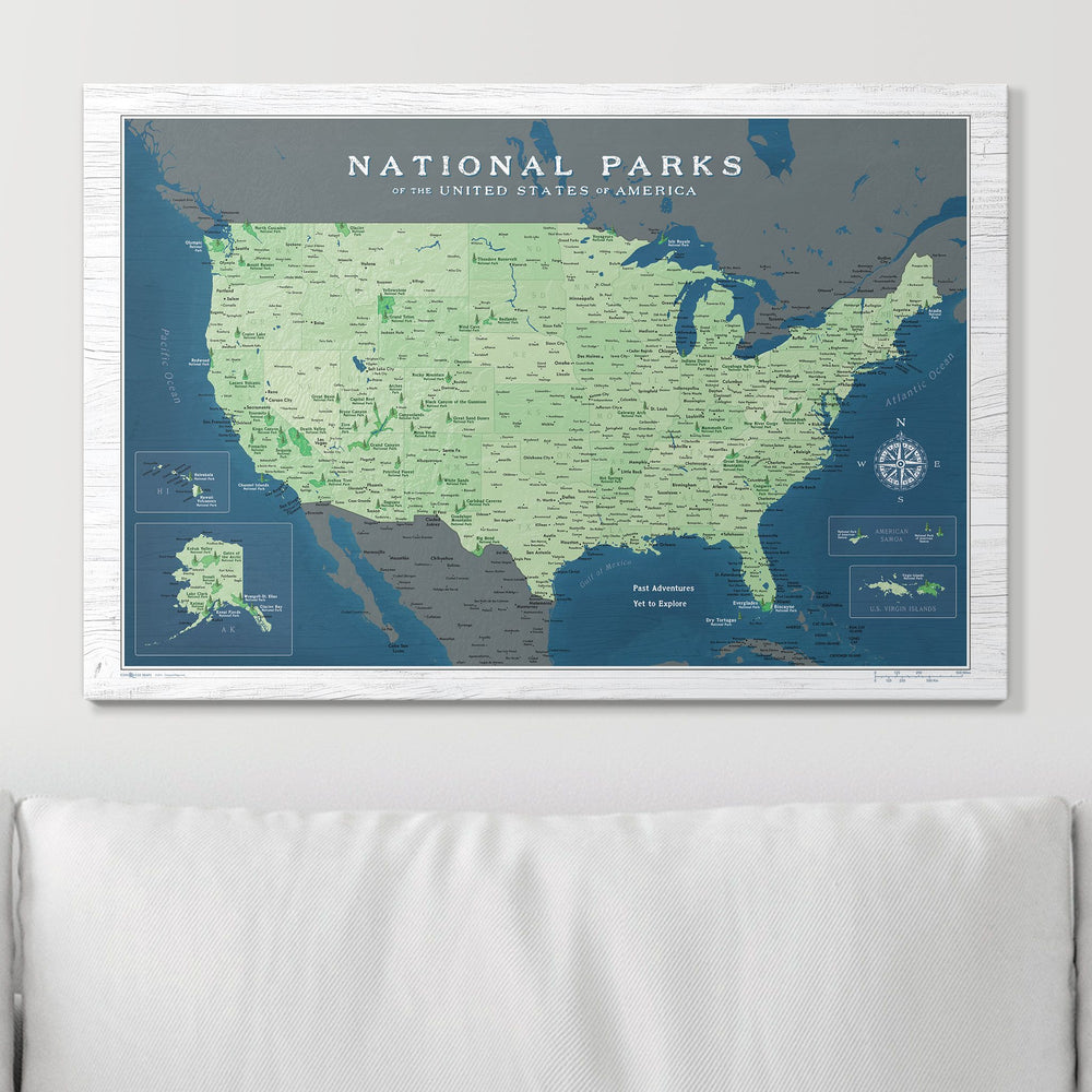 National Park Push Pin Maps | USA Handmade | Conquest Maps
