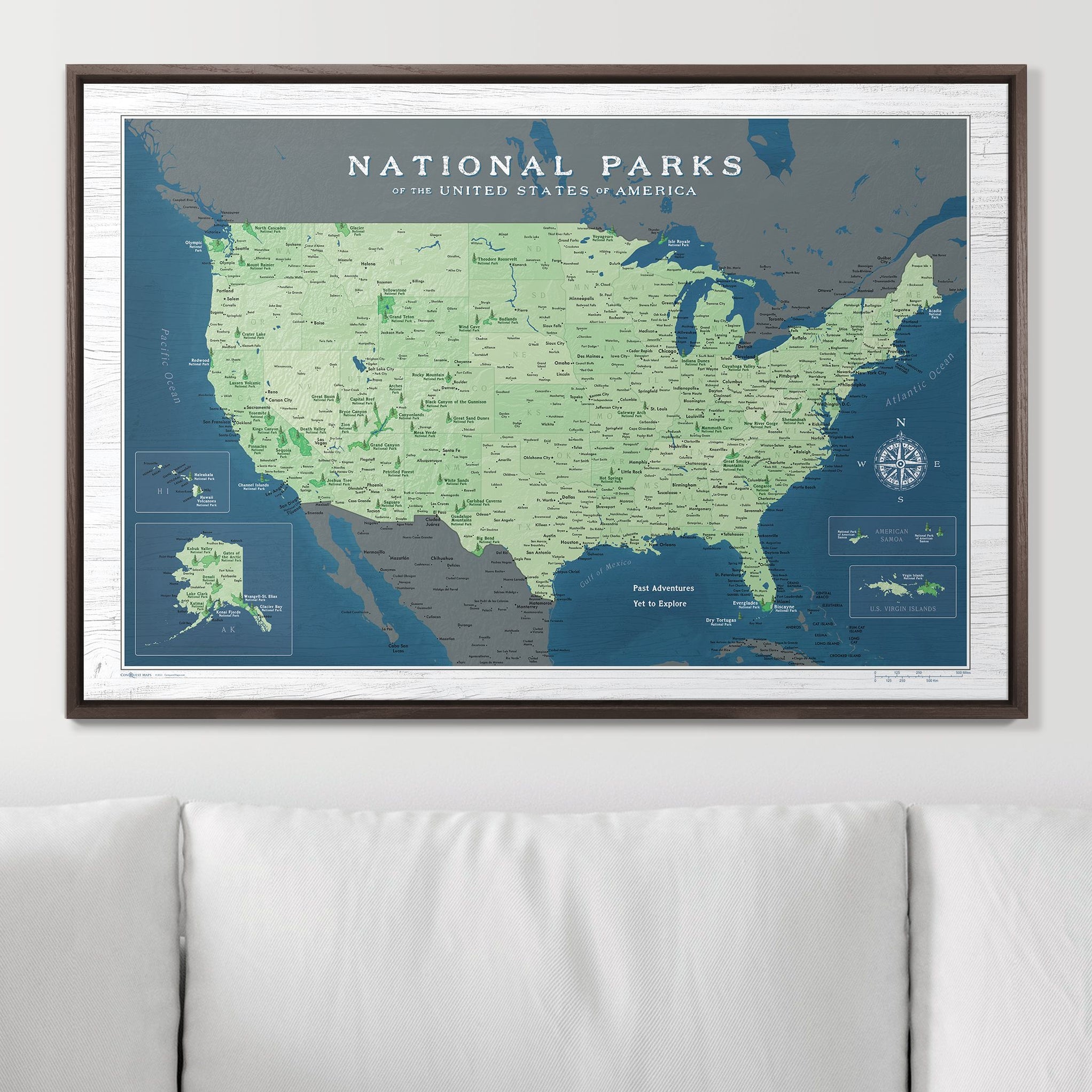 National Park Push Pin Maps | USA Handmade | Conquest Maps
