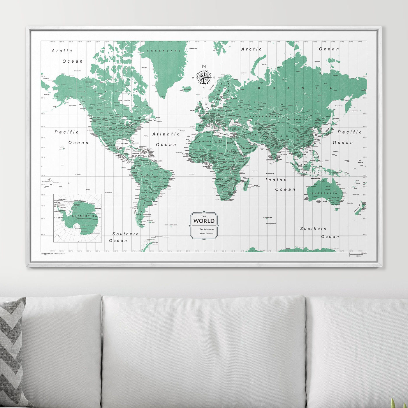 World Travel Map Pin Board with Push Pins: Green Color Splash ...