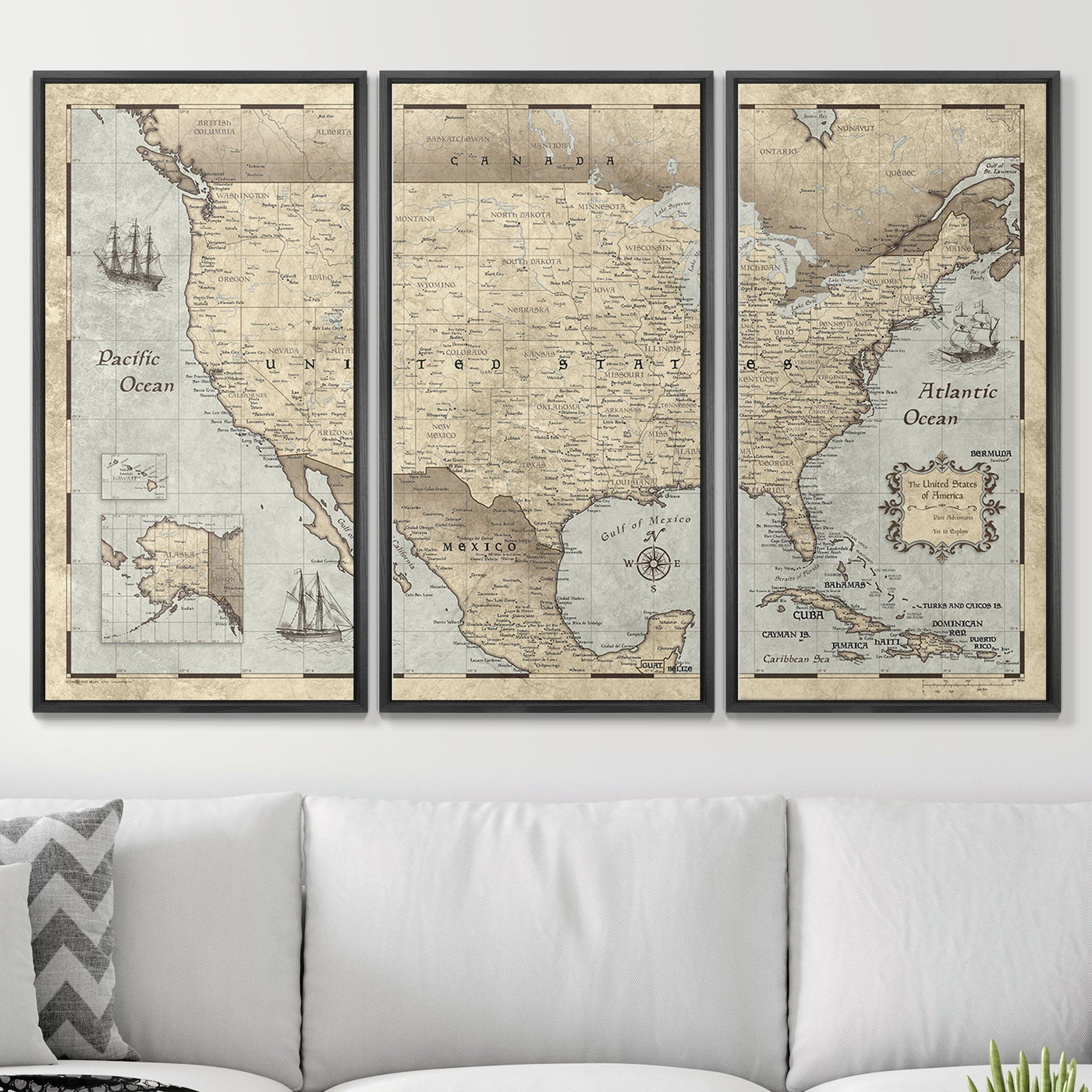 Vintage US Map | Vision Boards For Travel | Conquest Maps — Conquest ...