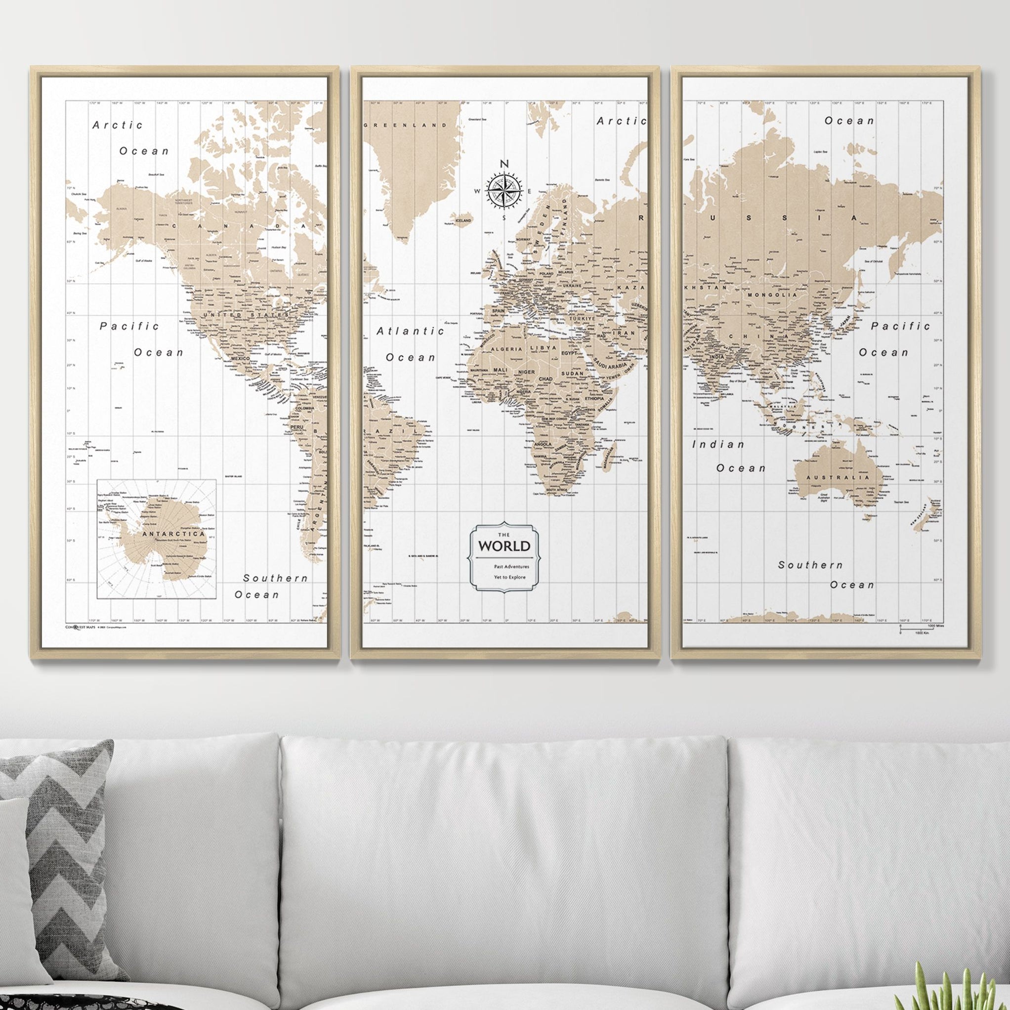 World Travel Map Pin Board with Push Pins: Light Brown Color Splash ...