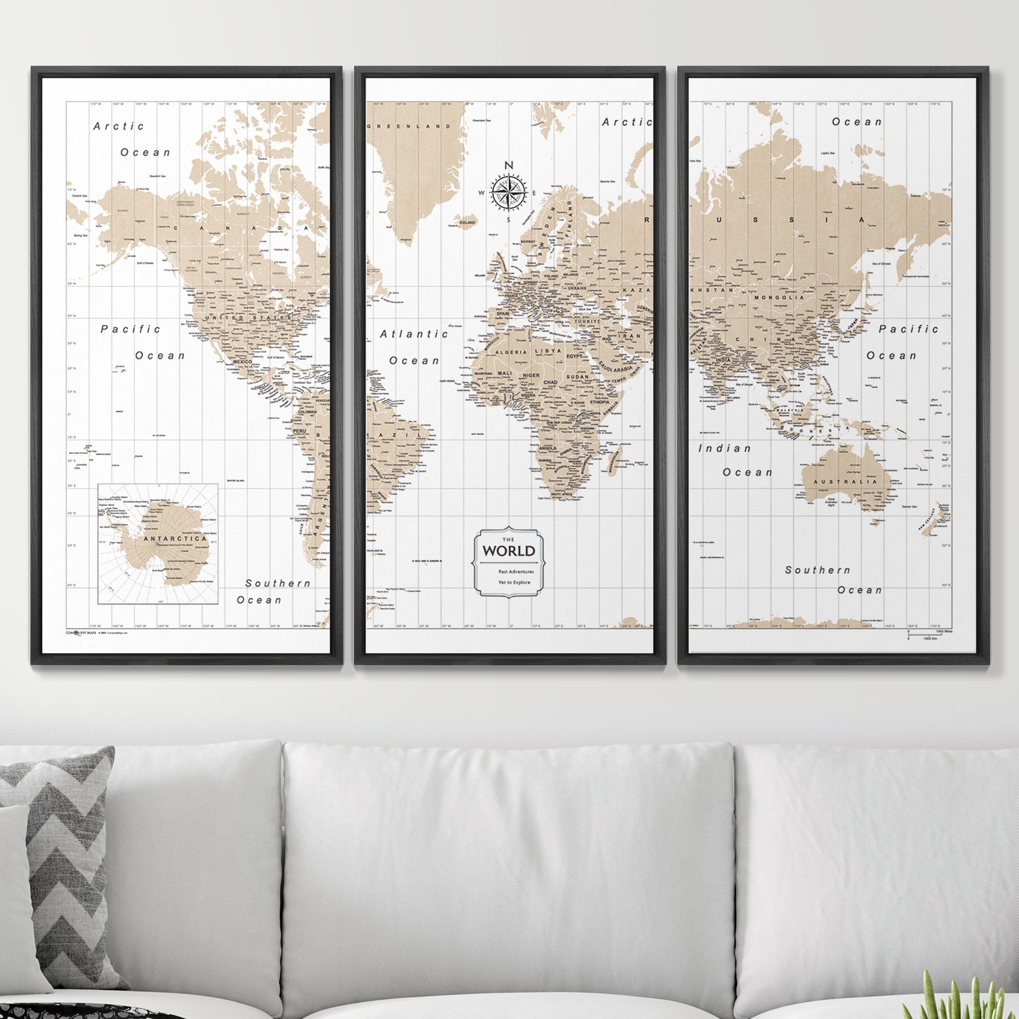 World Travel Map Pin Board with Push Pins: Light Brown Color Splash ...