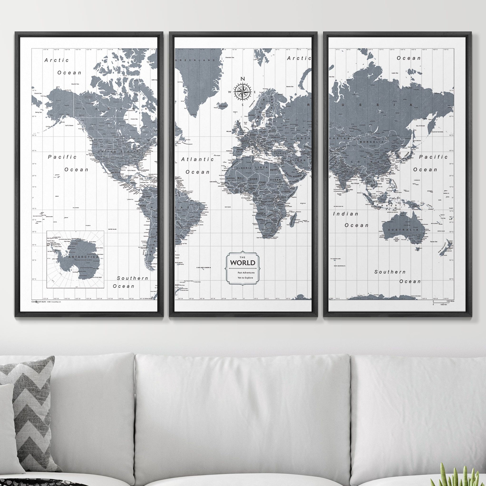 World Travel Map Pin Board with Push Pins: Dark Gray Color Splash ...