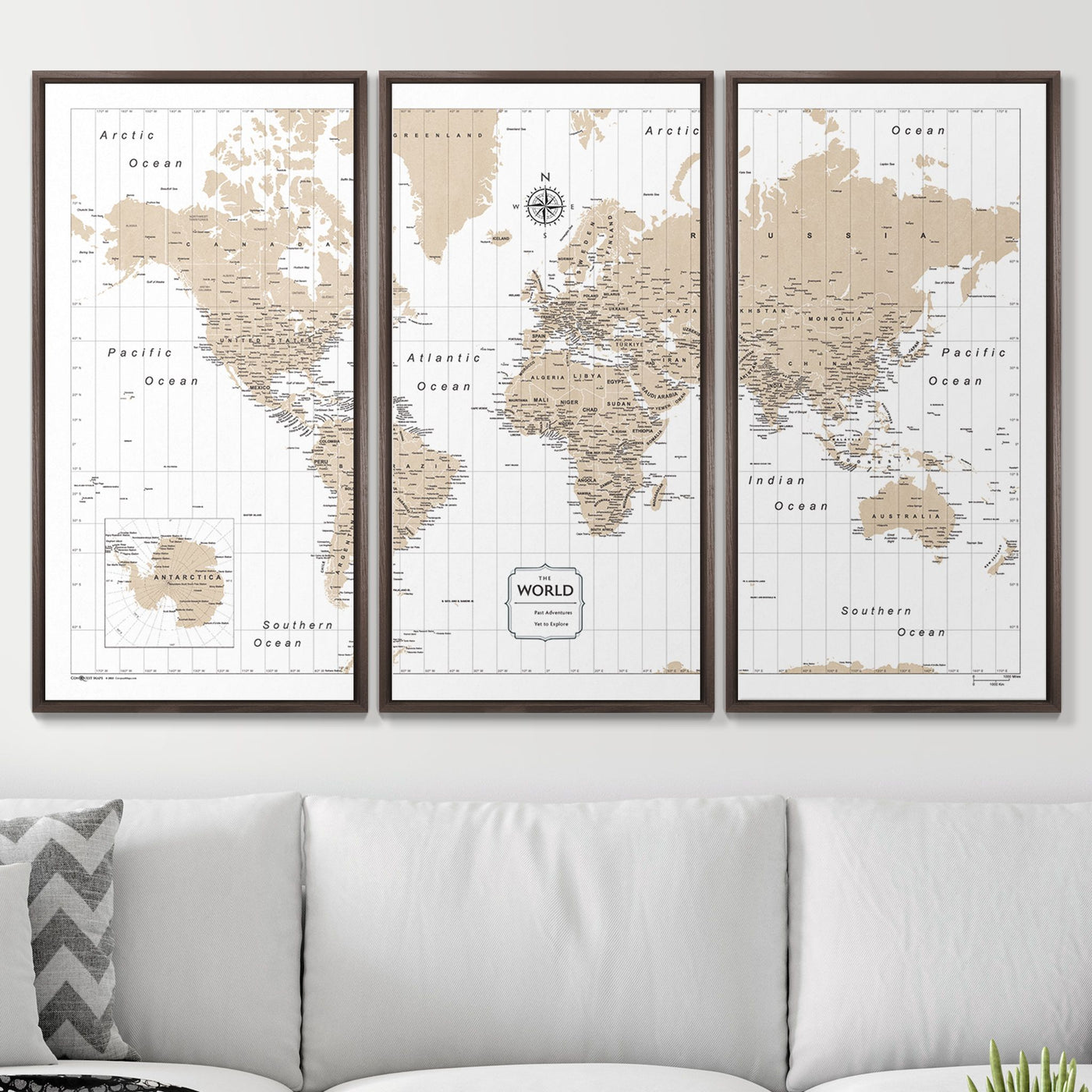 World Travel Map Pin Board with Push Pins: Light Brown Color Splash ...