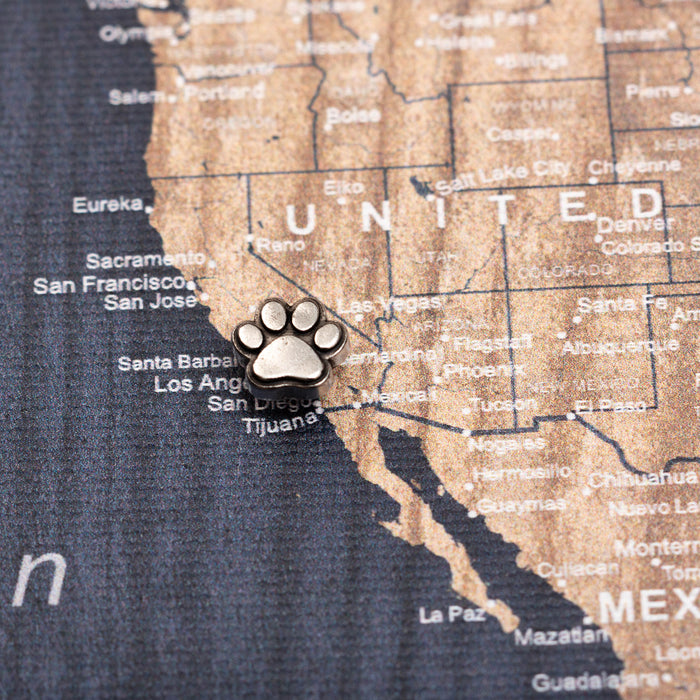 Silver Paw Map Push Pins - Conquest Maps LLC