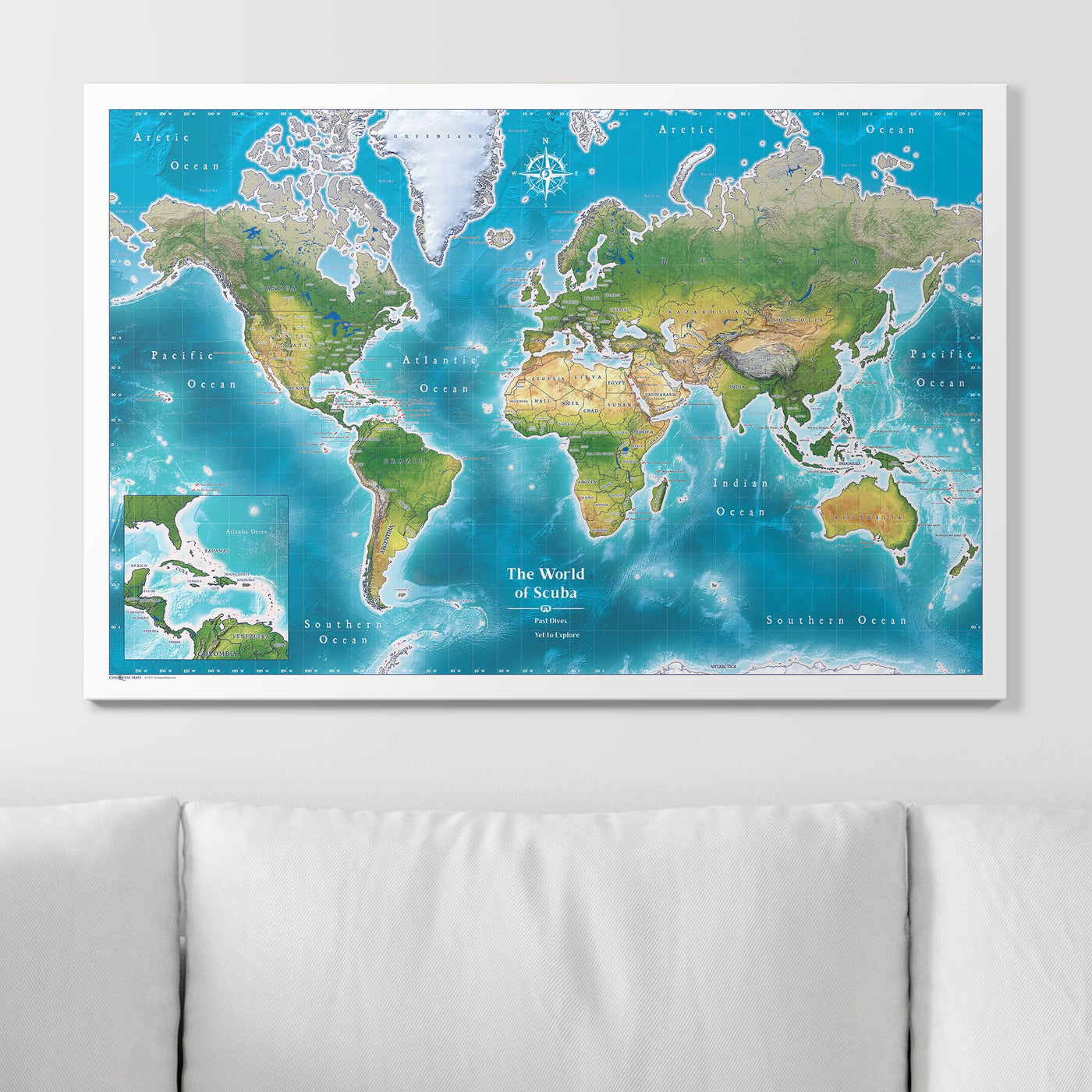 Scuba Map Pin Board | Archipelago Map Design | Conquest Maps