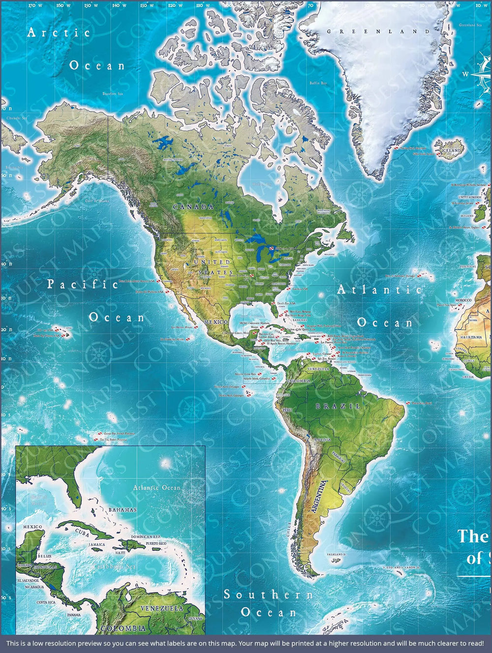 Scuba Map Pin Board | Archipelago Map Design | Conquest Maps