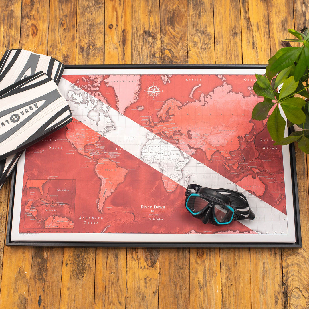 Push Pin Map Gifts for Scuba Divers