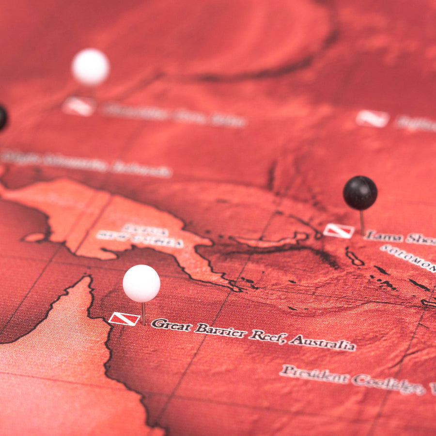 Push Pin Map Gifts for Scuba Divers