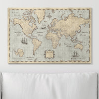 Old-Fashioned World Map | Pinnable Canvas Print | Conquest Maps