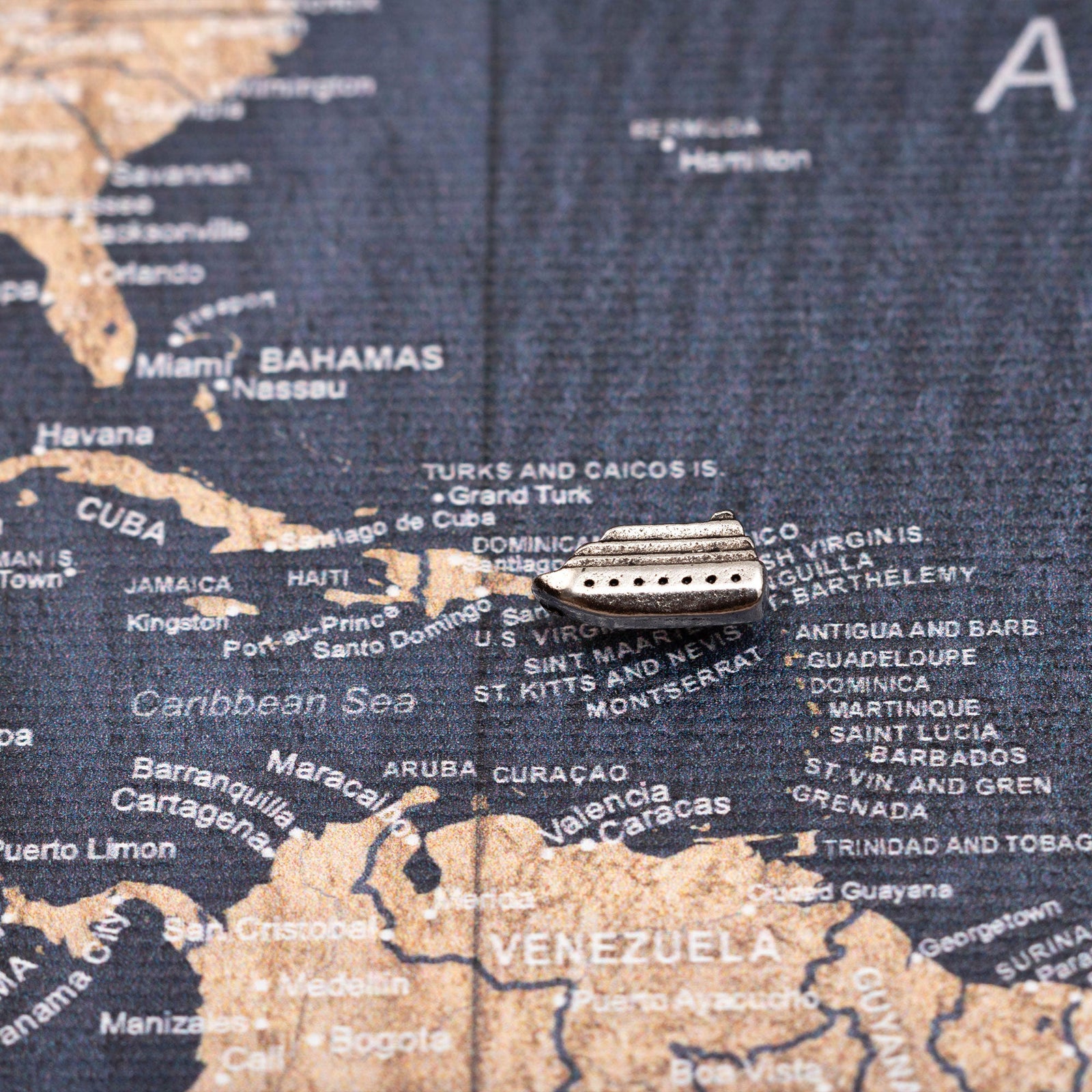 Silver Ship Map Push Pin - Conquest Maps LLC