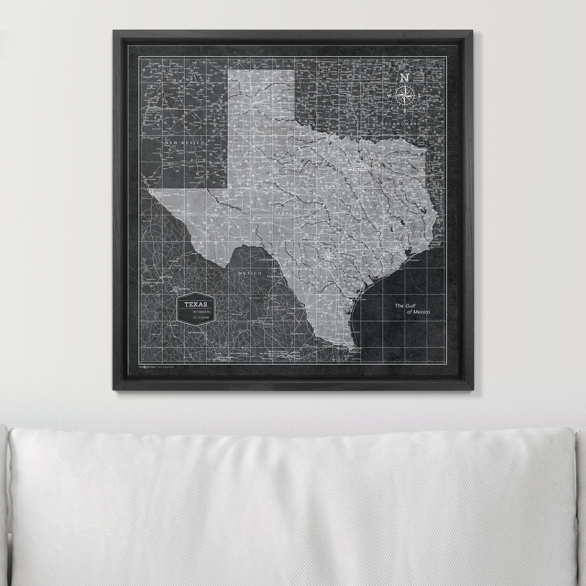 Push Pin Texas Map (Pin Board) - Modern Slate - Conquest Maps LLC