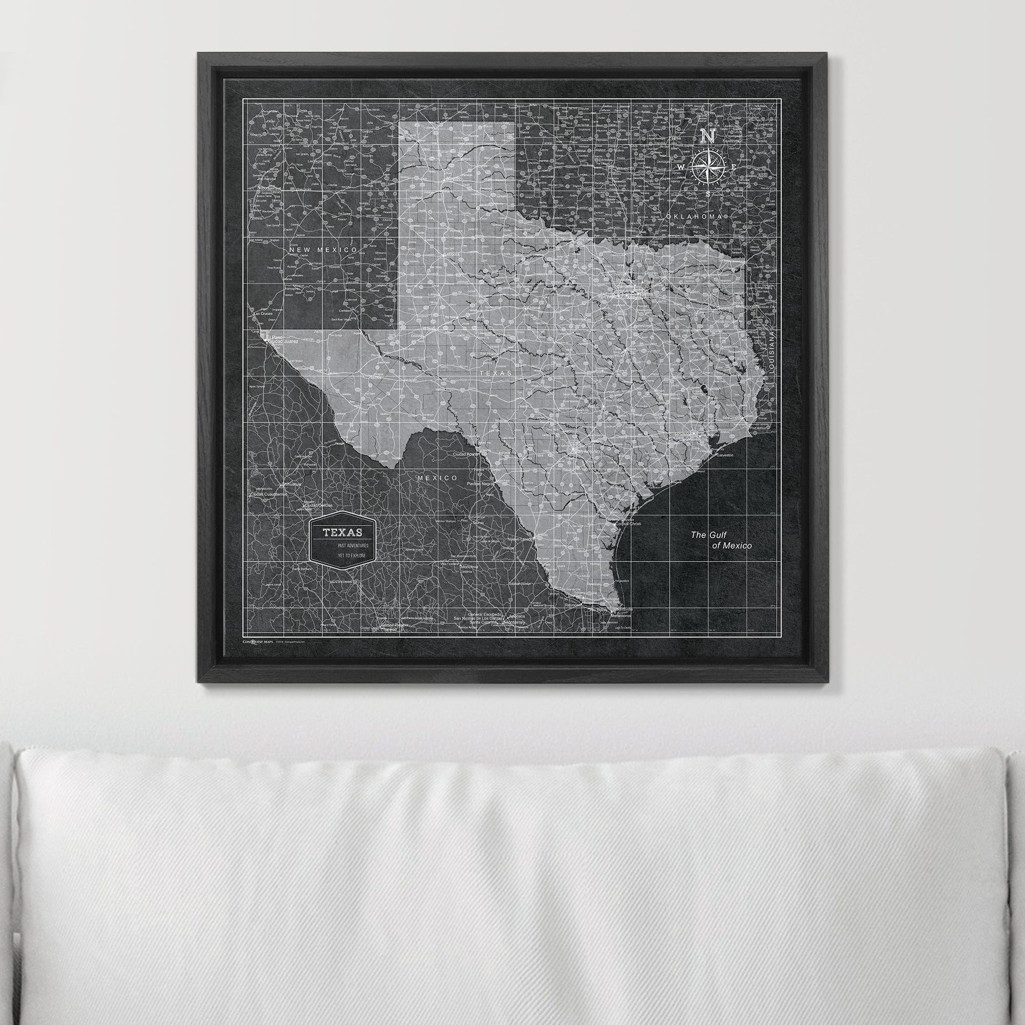 Push Pin Texas Map (Pin Board) - Modern Slate - Conquest Maps LLC