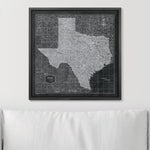 Push Pin Texas Map (Pin Board) - Modern Slate - Conquest Maps LLC