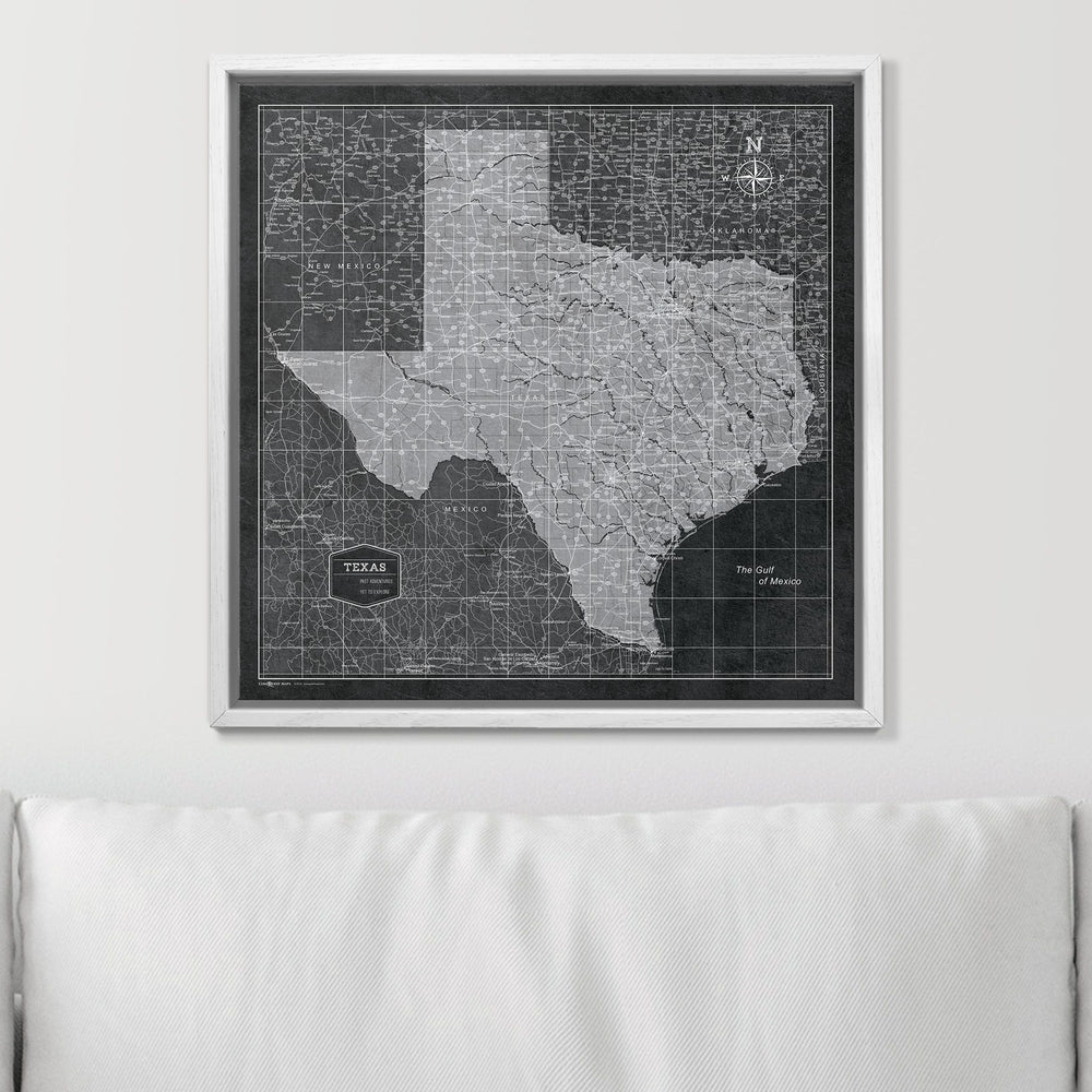 Push Pin Texas Map (Pin Board) - Modern Slate - Conquest Maps LLC