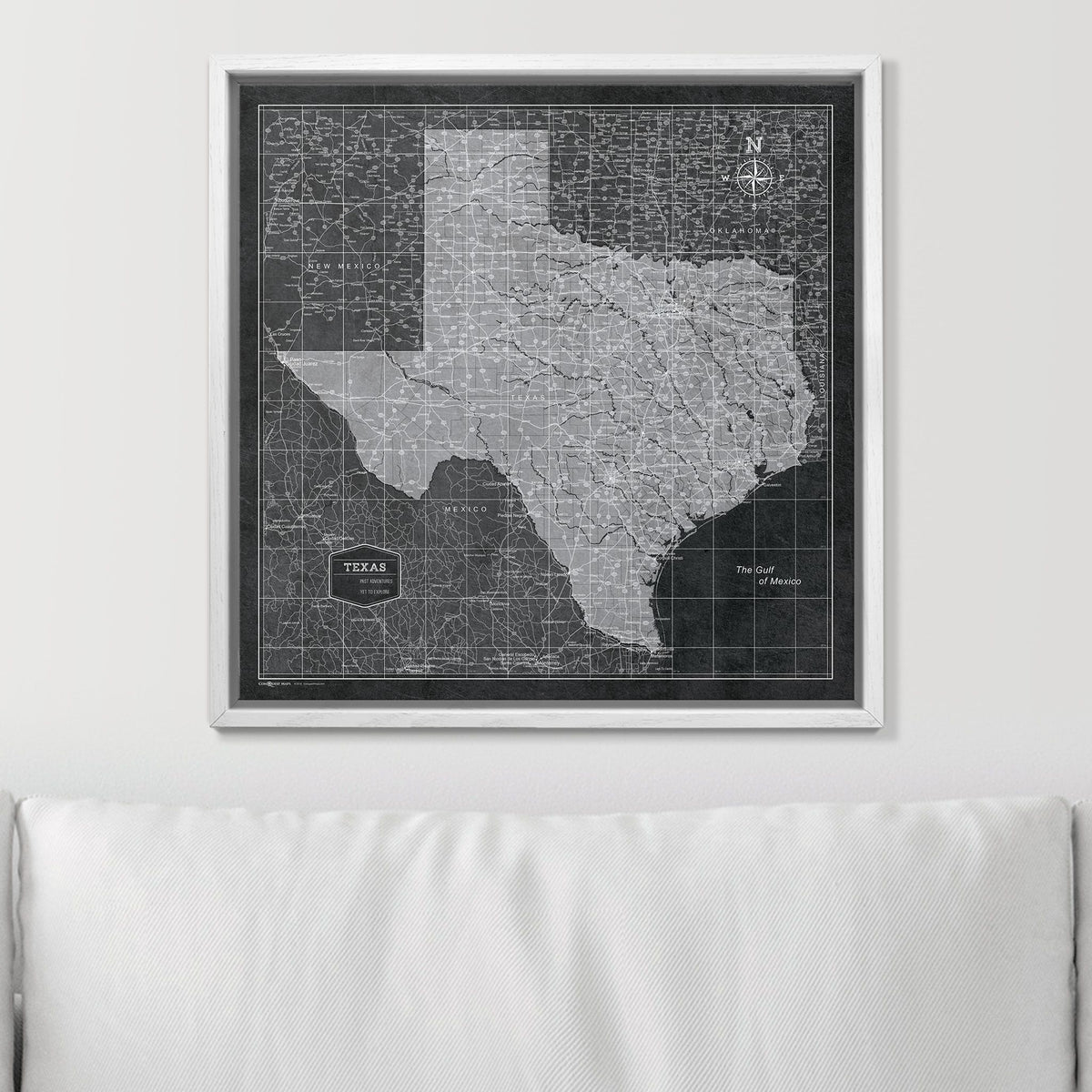 Push Pin Texas Map (Pin Board) - Modern Slate - Conquest Maps LLC