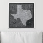 Push Pin Texas Map (Pin Board) - Modern Slate - Conquest Maps LLC