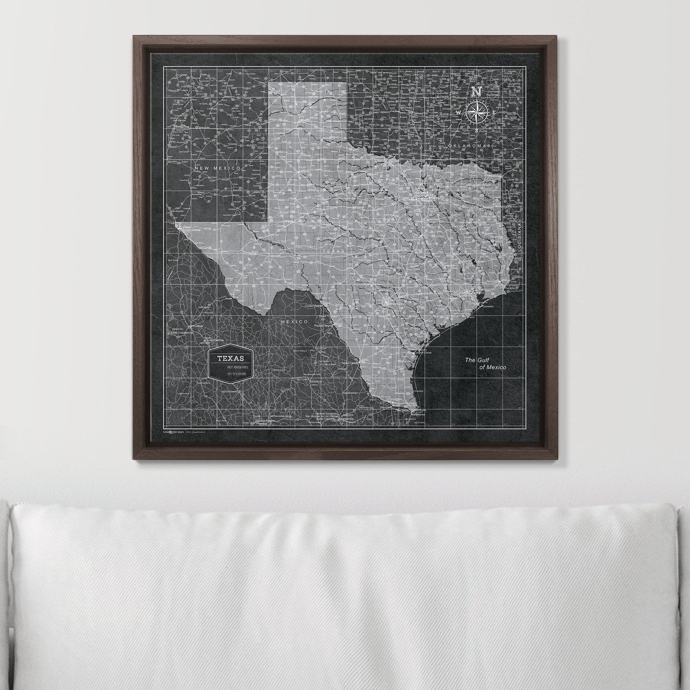 Push Pin Texas Map (Pin Board) - Modern Slate - Conquest Maps LLC