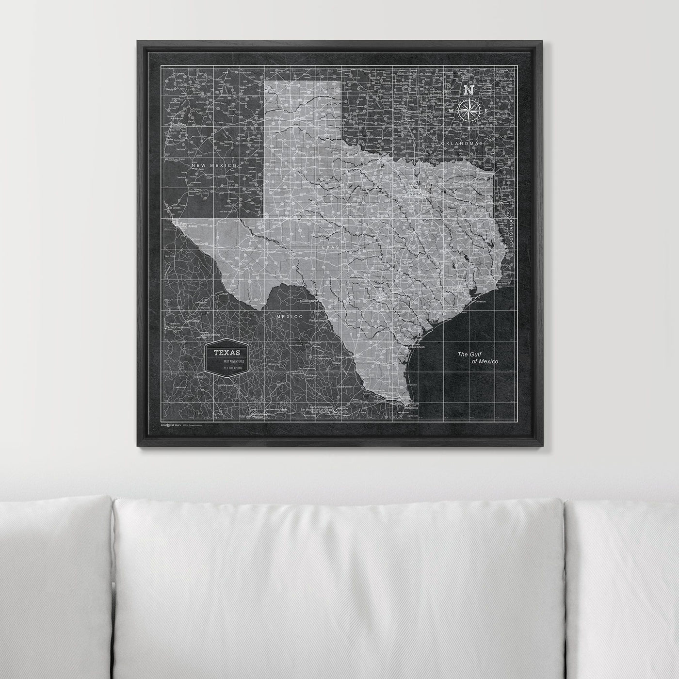 Push Pin Texas Map (Pin Board) - Modern Slate - Conquest Maps LLC