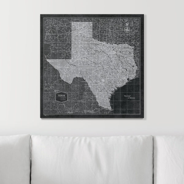 Push Pin Texas Map (Pin Board) - Modern Slate - Conquest Maps LLC