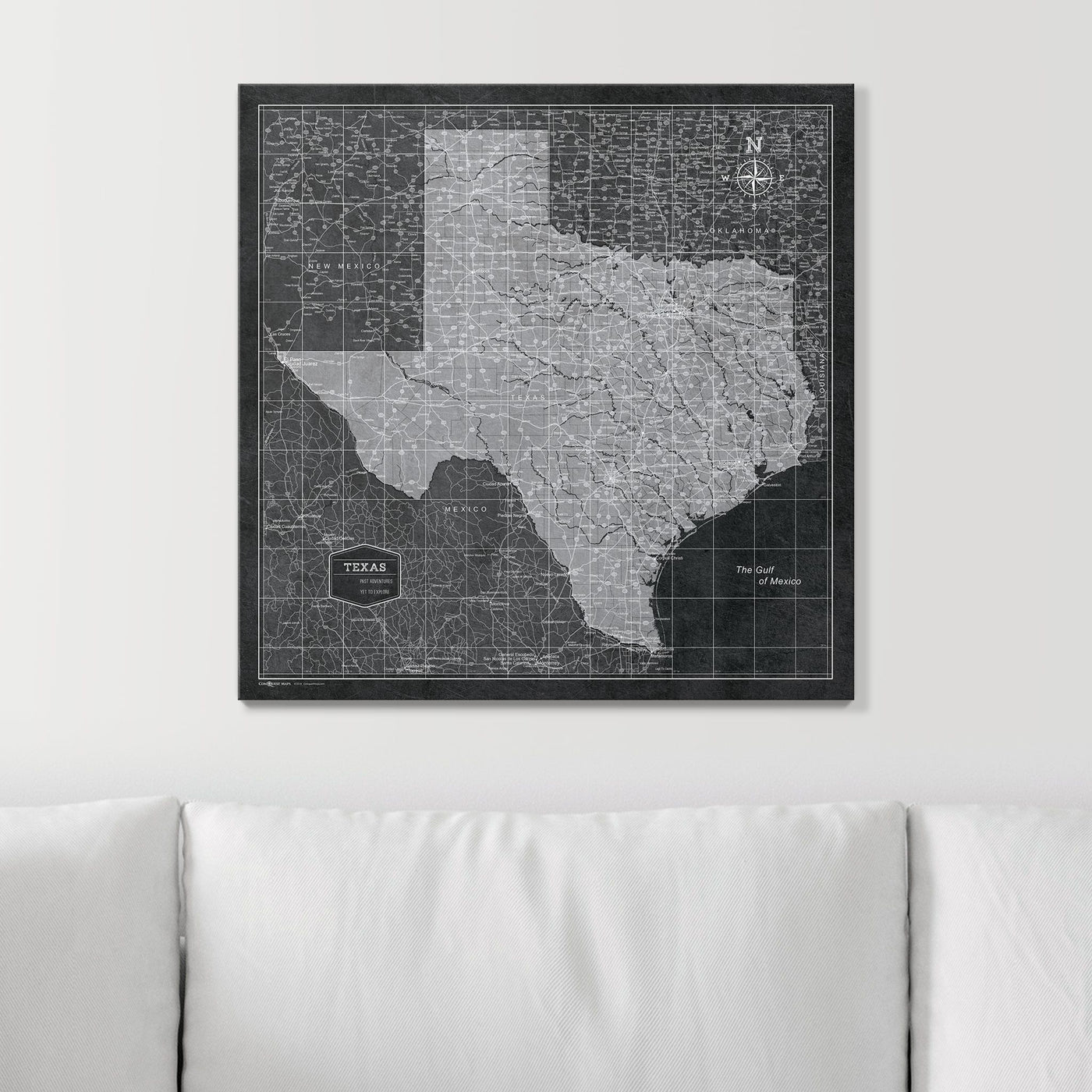 Push Pin Texas Map (Pin Board) - Modern Slate - Conquest Maps LLC