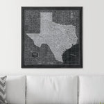 Push Pin Texas Map (Pin Board) - Modern Slate - Conquest Maps LLC