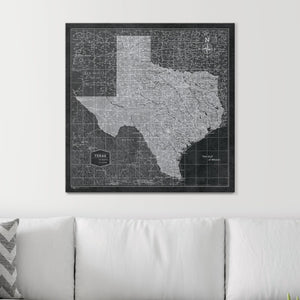 Push Pin Texas Map (Pin Board) - Modern Slate - Conquest Maps LLC