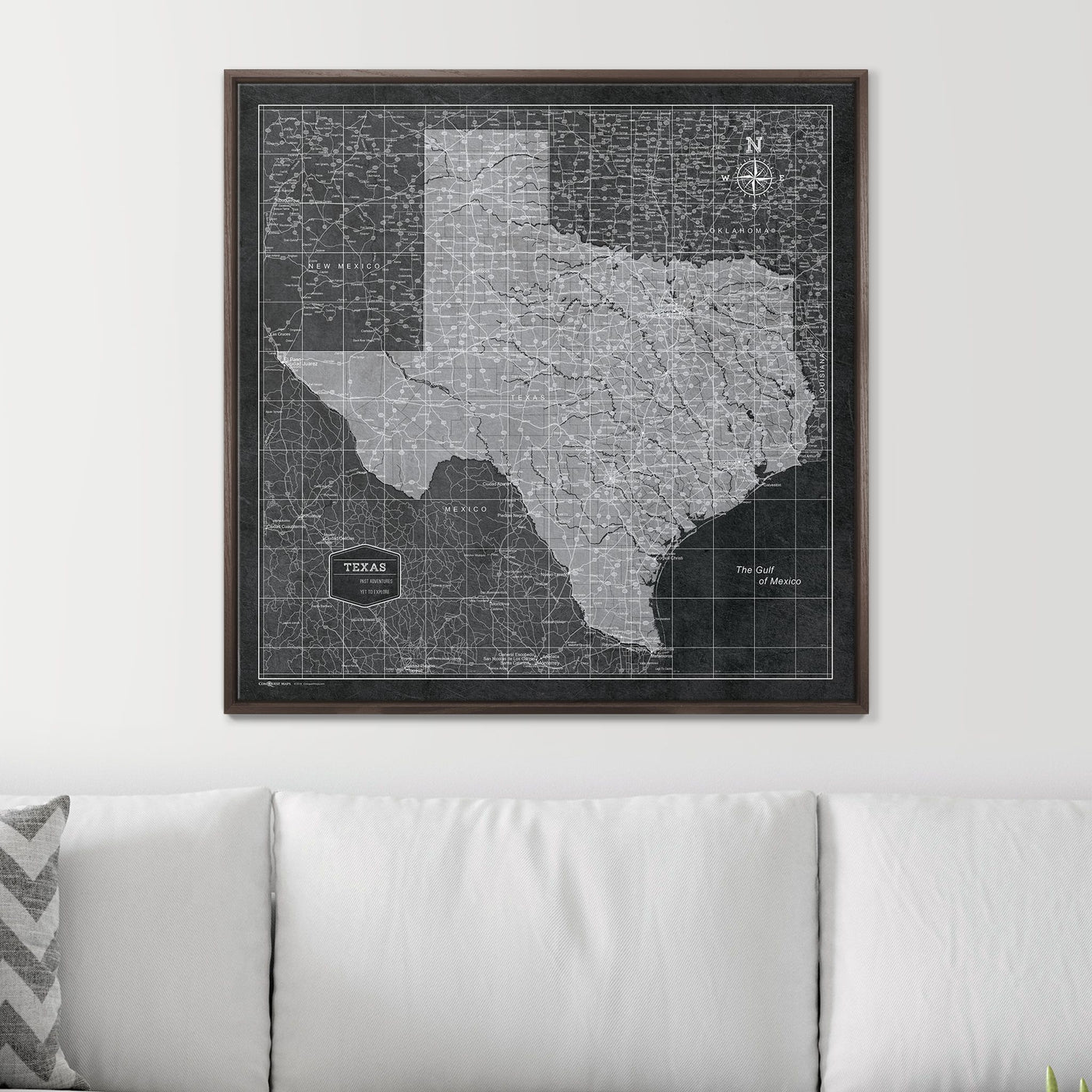 Push Pin Texas Map (Pin Board) - Modern Slate - Conquest Maps LLC