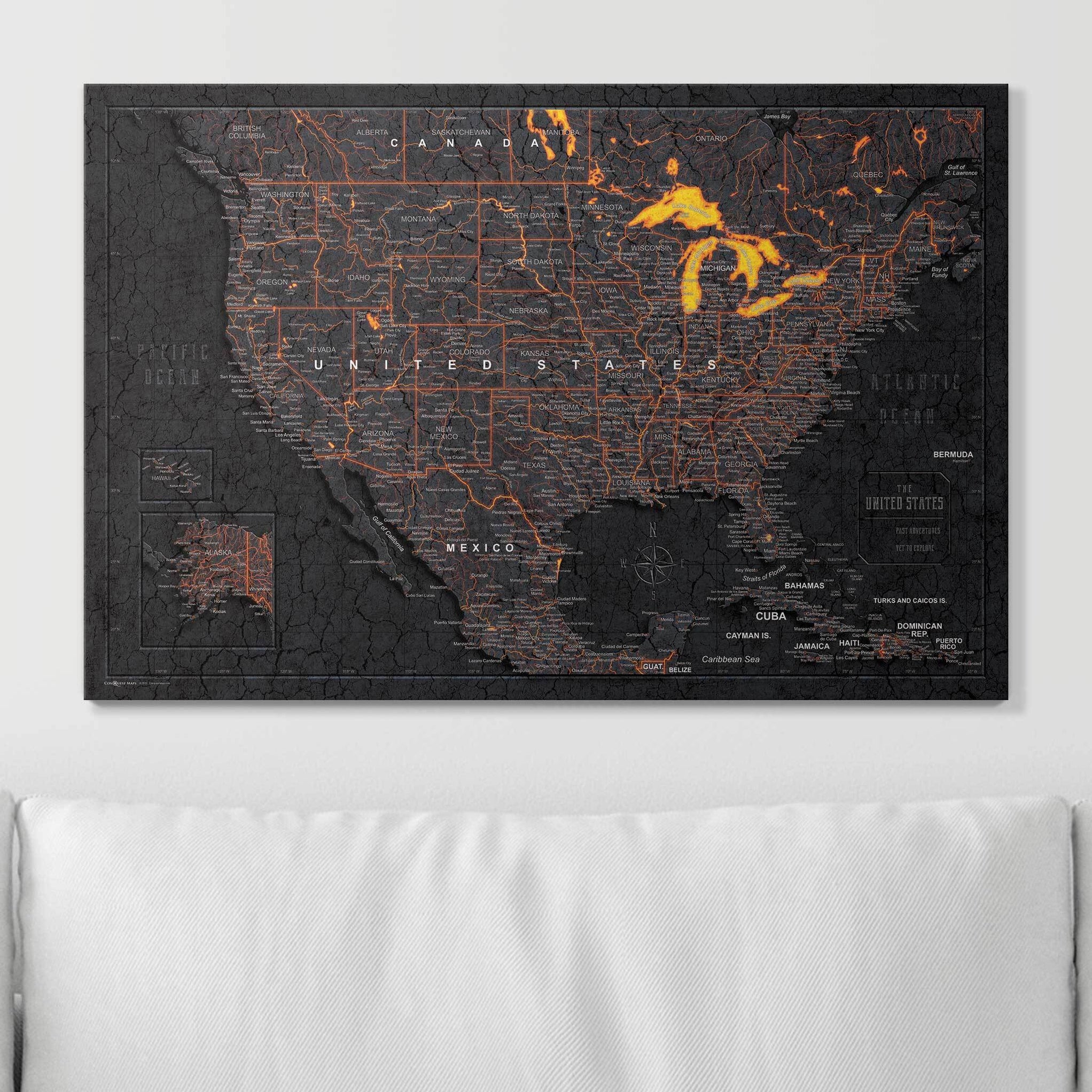Push Pin Map of USA | Ships Everywhere | Conquest Maps — Conquest Maps LLC
