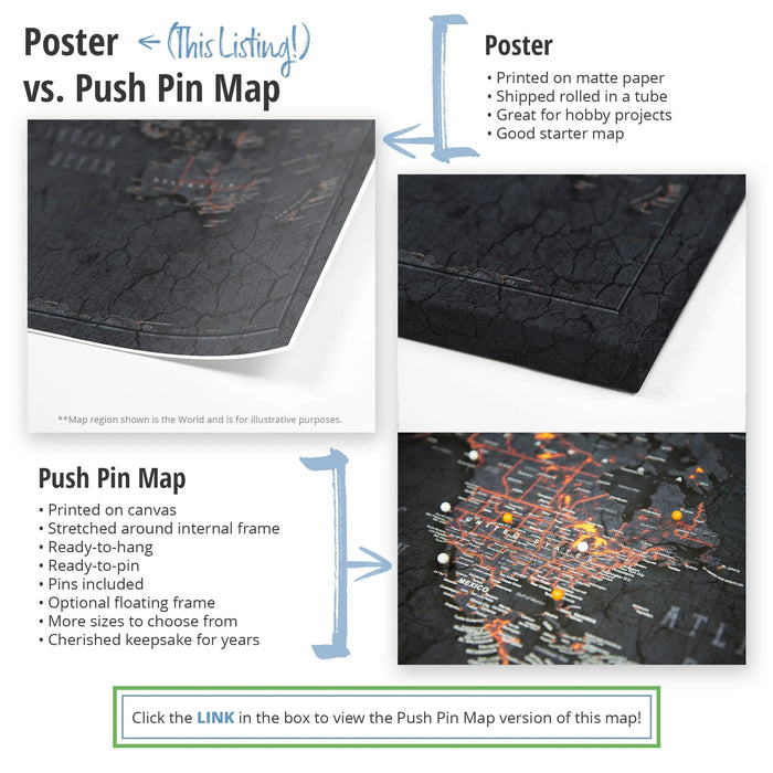 Push Pin Map of USA | Ships Everywhere | Conquest Maps — Conquest Maps LLC