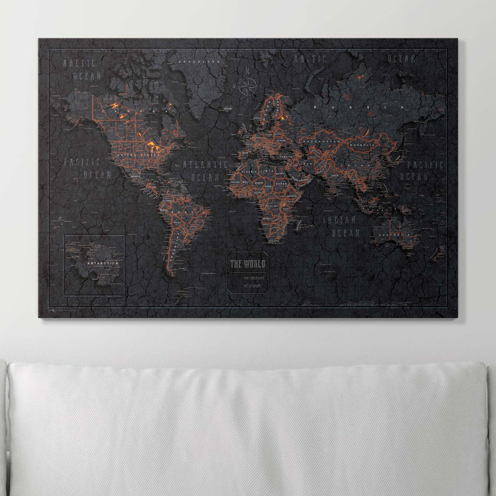 Cool Map Poster | Obsidian Inferno World Map | Conquest Maps — Conquest ...