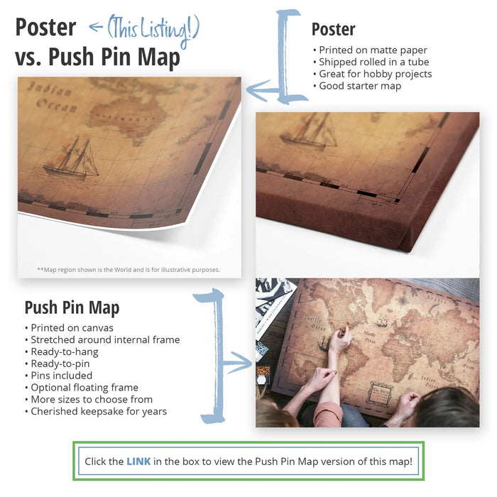 Golden Aged Poster World Map | Old Timey Map Style | Conquest Maps ...