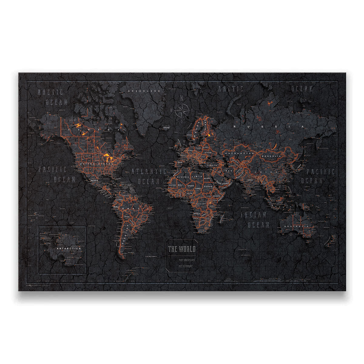 Cool Map Poster | Obsidian Inferno World Map | Conquest Maps — Conquest ...