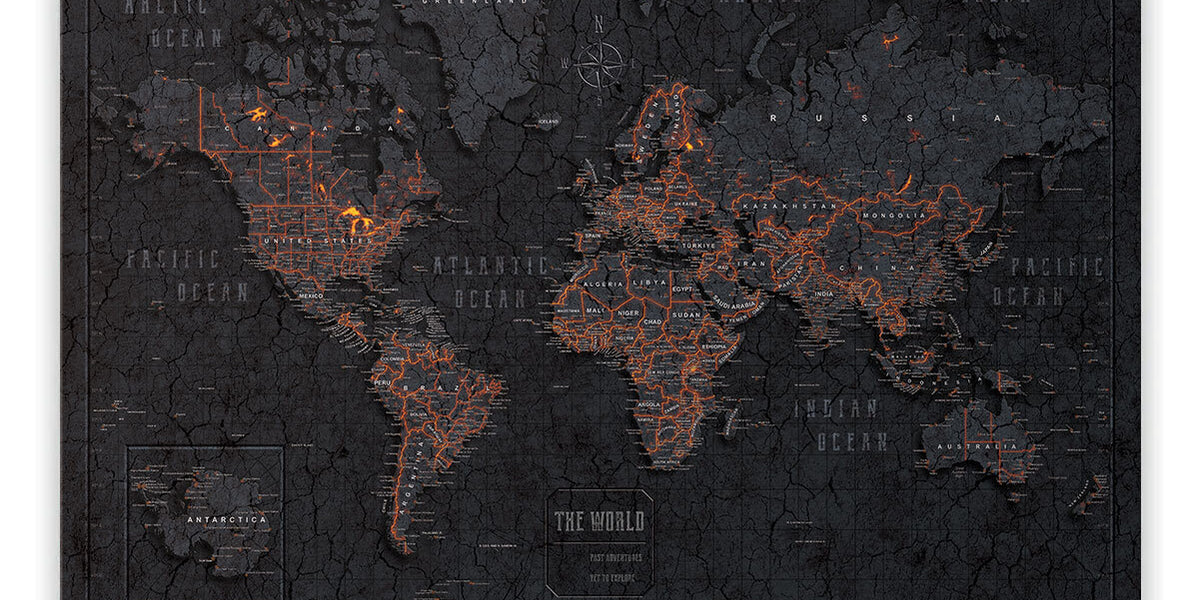 Cool Map Poster | Obsidian Inferno World Map | Conquest Maps — Conquest ...