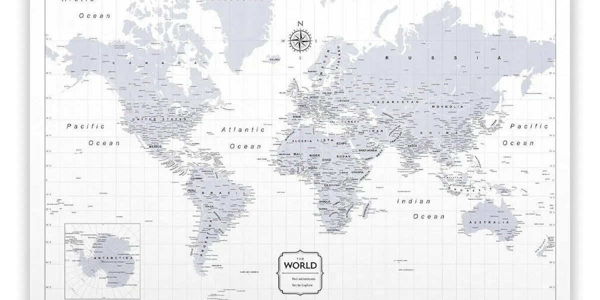 Gray World Map | Pin Your Next Trip | Explore Conquest Maps
