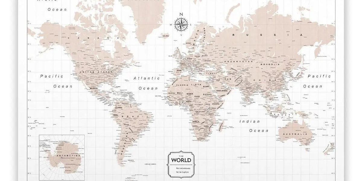 Map of the World | Brown Color Splash | Shop Conquest Maps