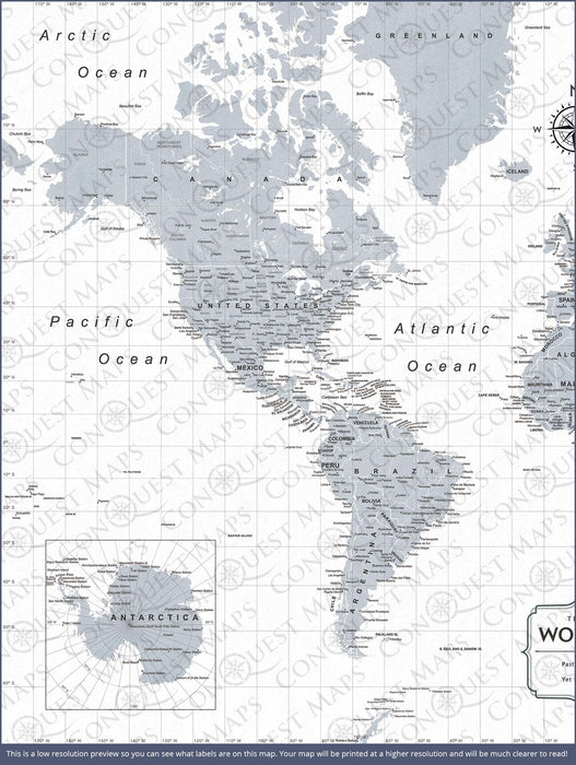 Gray World Map | Pin Your Next Trip | Explore Conquest Maps