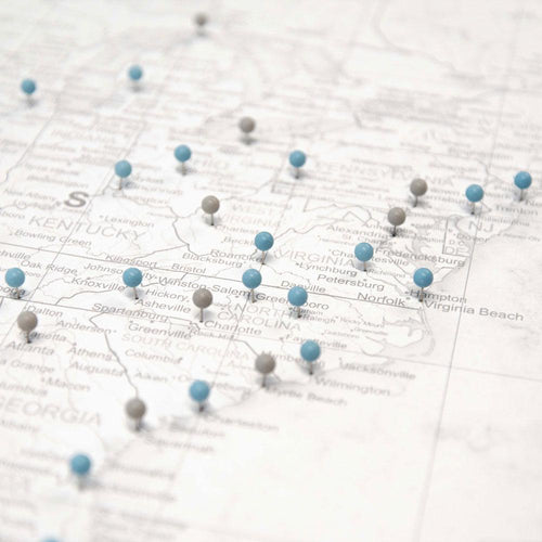 USA Travel Map Pin Board with Push Pins: Classic Marble