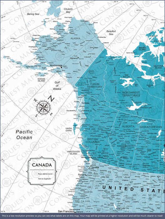 Canada Push Pin Travel Map Board With Pins - Teal