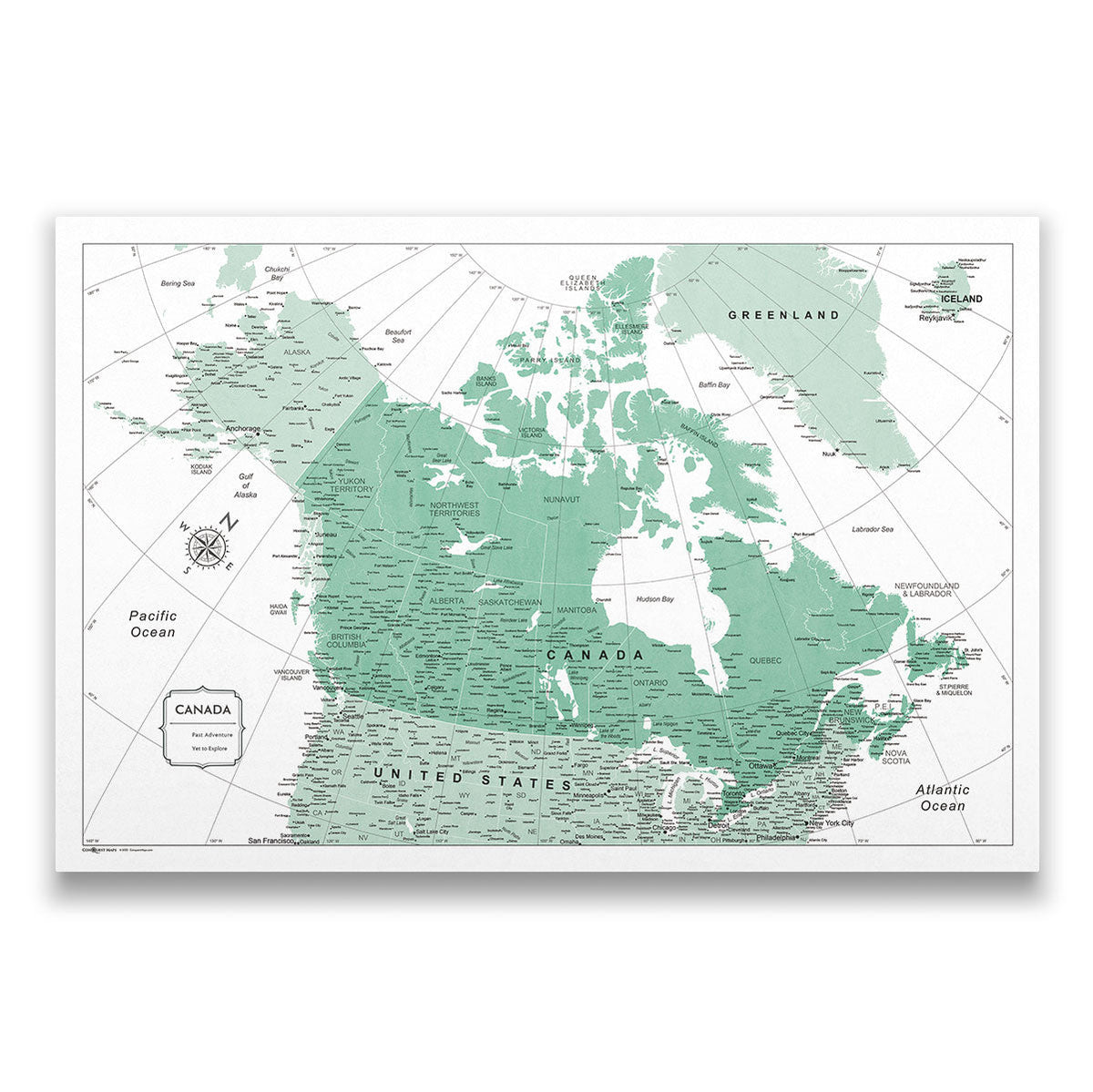 Green Canada Poster Travel Map
