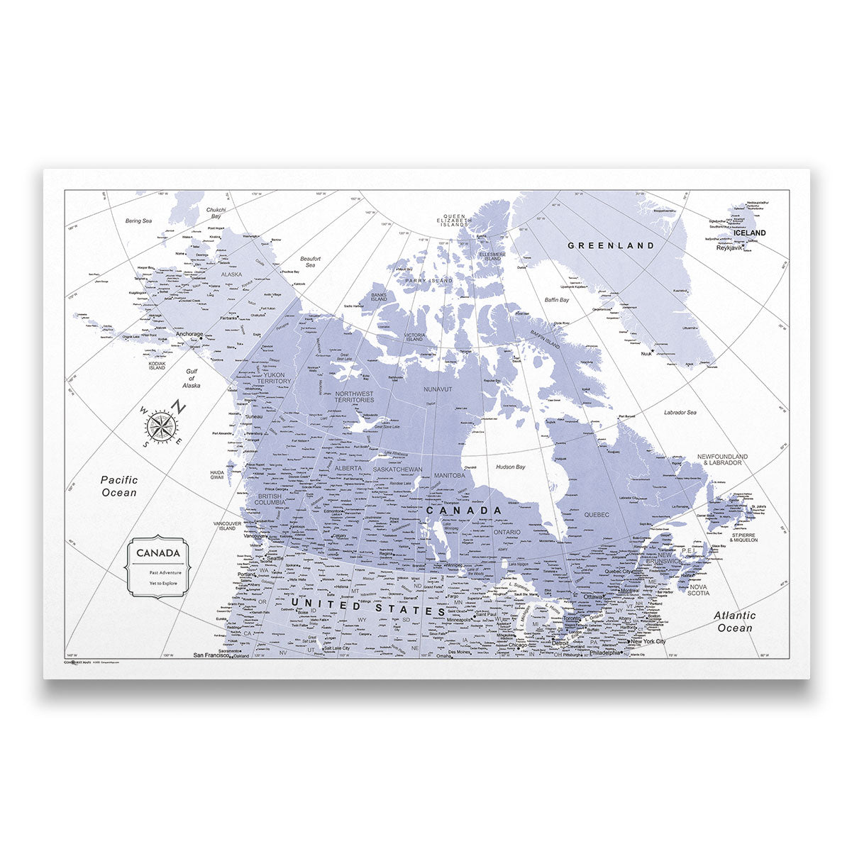 Canada Travel Poster Map - Purple Color Splash
