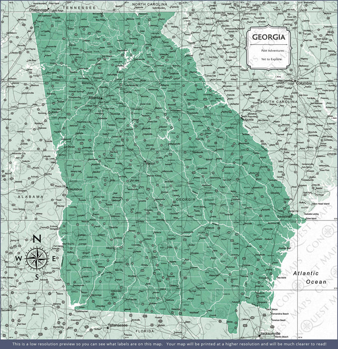 Push Pin Georgia Map (Pin Board/Poster) - Green Color Splash ...