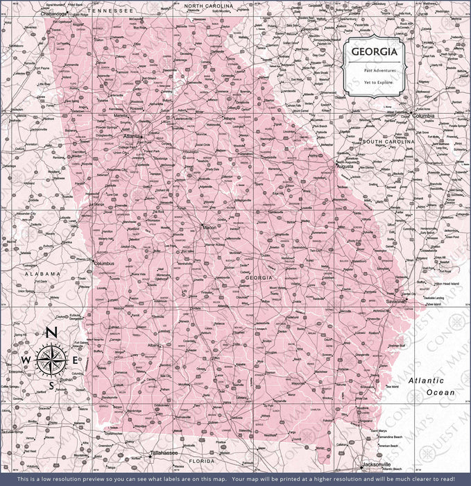 Push Pin Georgia Map (Pin Board/Poster) - Pink Color Splash ...